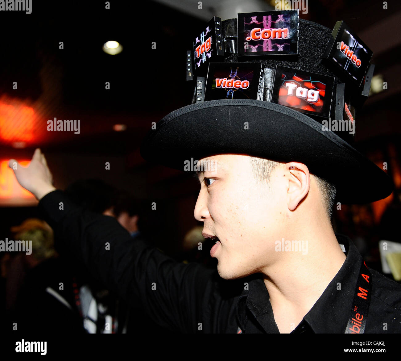 Jan 8,2010 - Las Vegas Nevada, USA. Tony Kuo shows off his lighted signs top hat during the 2nd ...