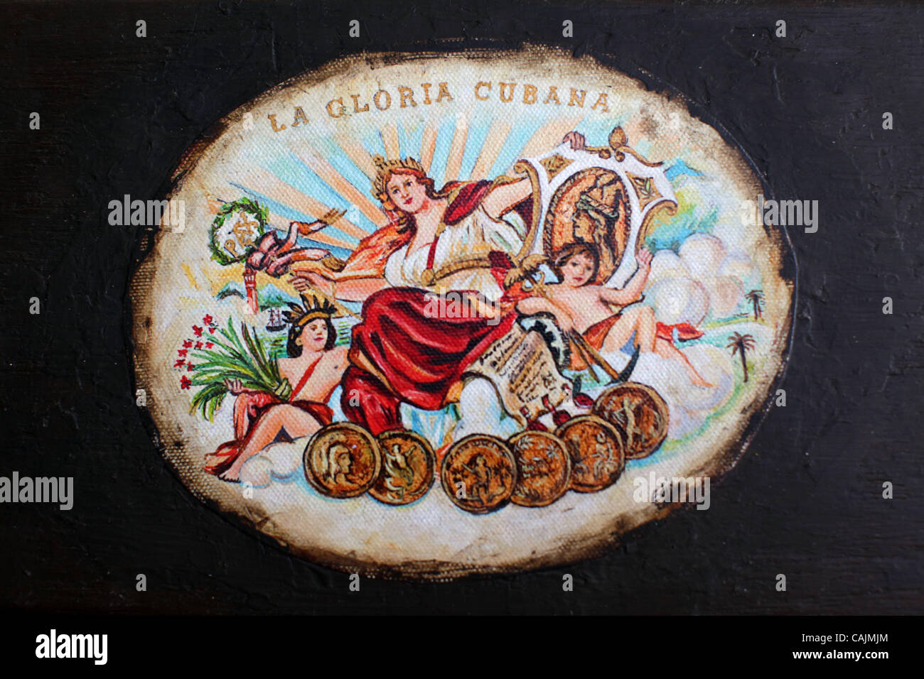 Jan 11, 2011 - Miami, Florida, U.S. - Cuban cigar box emblem at the El ...