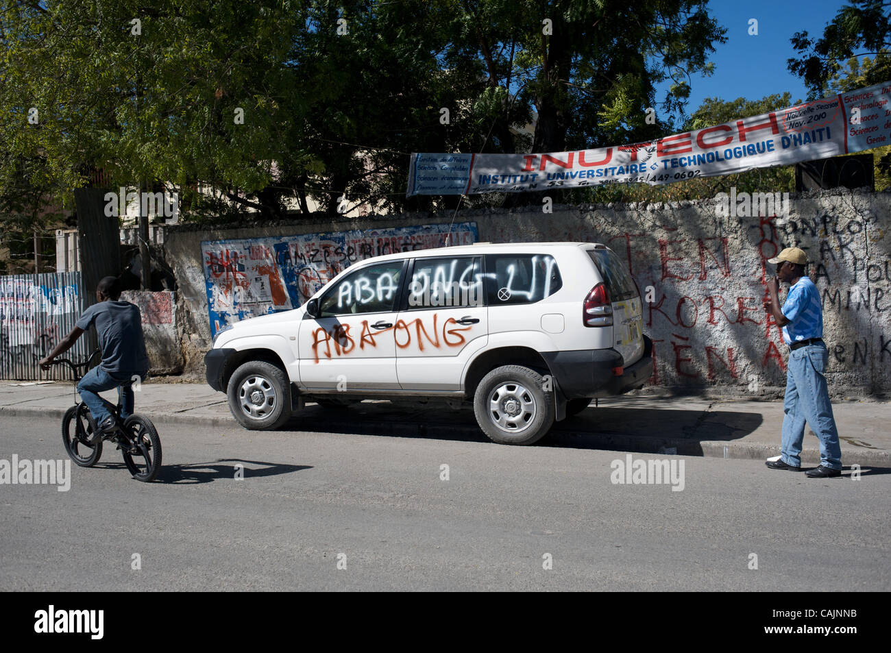 Jan 12, 2011 - Port-au-Prince, Haiti - Protesters with the group IRKEFD ...