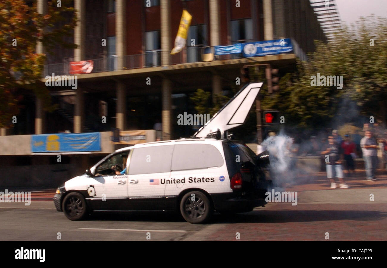 Bill Viereck in his Shuttle Van appears to jet by UC Berkeley during ...
