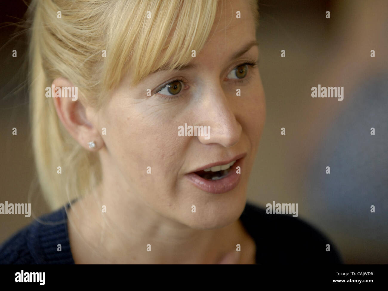 (l to r) Angela Kinsey, who plays Angela Martin on the Office, talks ...