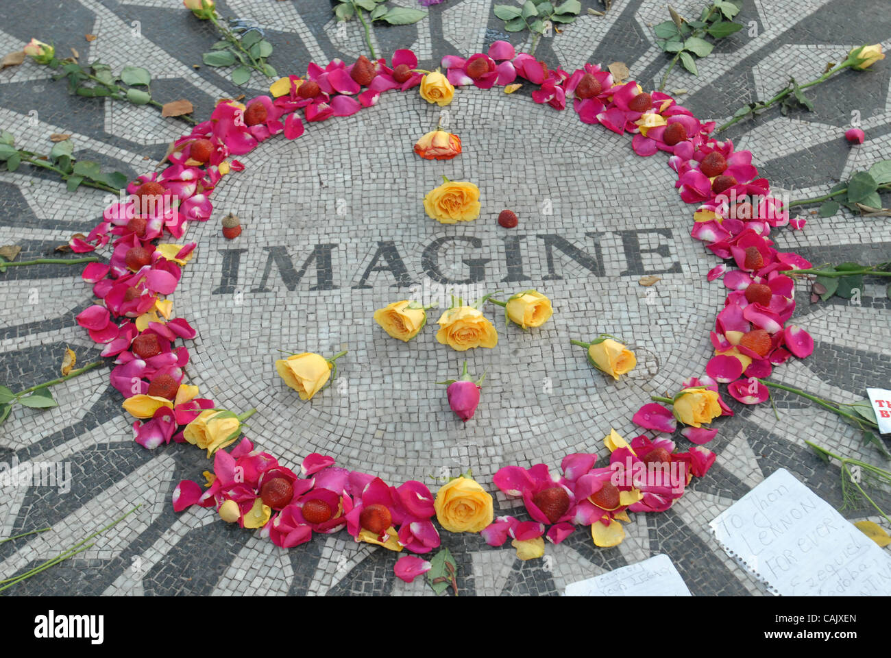 Oct. 1, 2007 New York, NY; USA, Strawberry Fields memorial. The ...