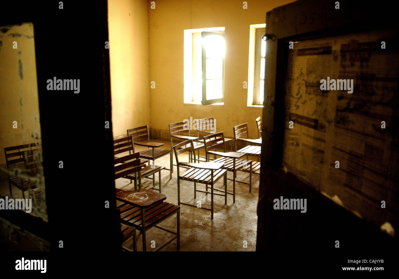 Oct 02, 2007 - Khost, Afghanistan - Desks sit empty at Khost University ...