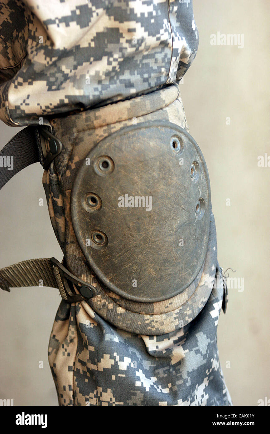 Knee pad worn by U.S. Army National Guard Cpl. Andrew Couch at the ...