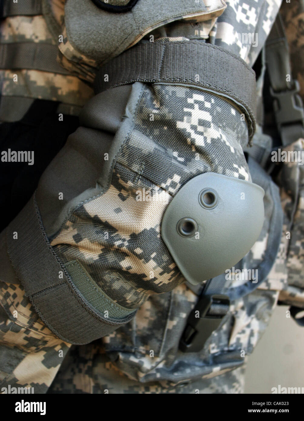 Elbow pad worn by U.S. Army National Guard Cpl. Andrew Couch at the ...