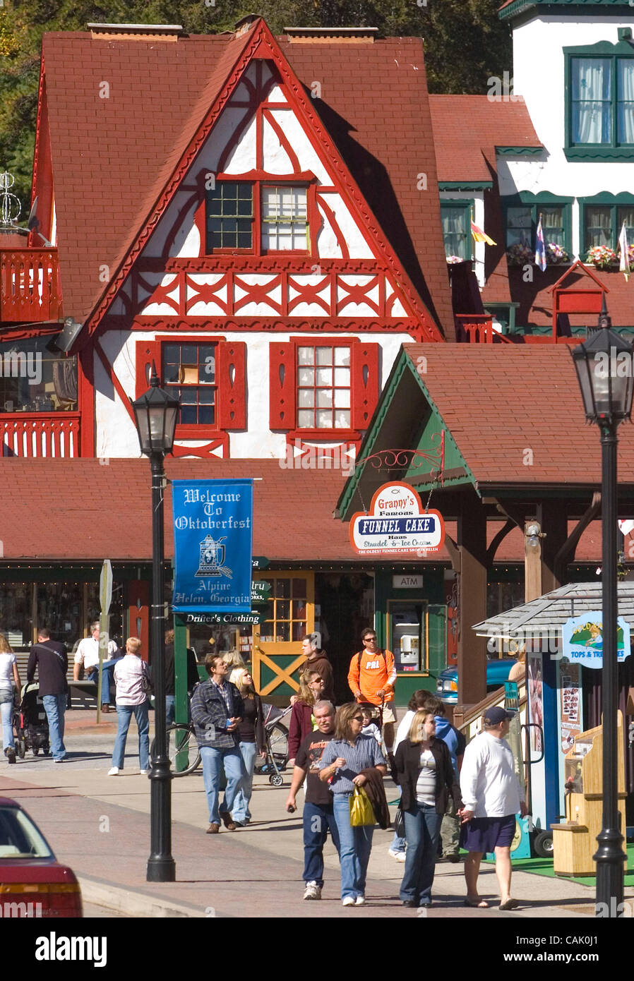 HELEN, GA - NOVEMBER 3: Tourists enjoy the Alpine themed mountain town ...