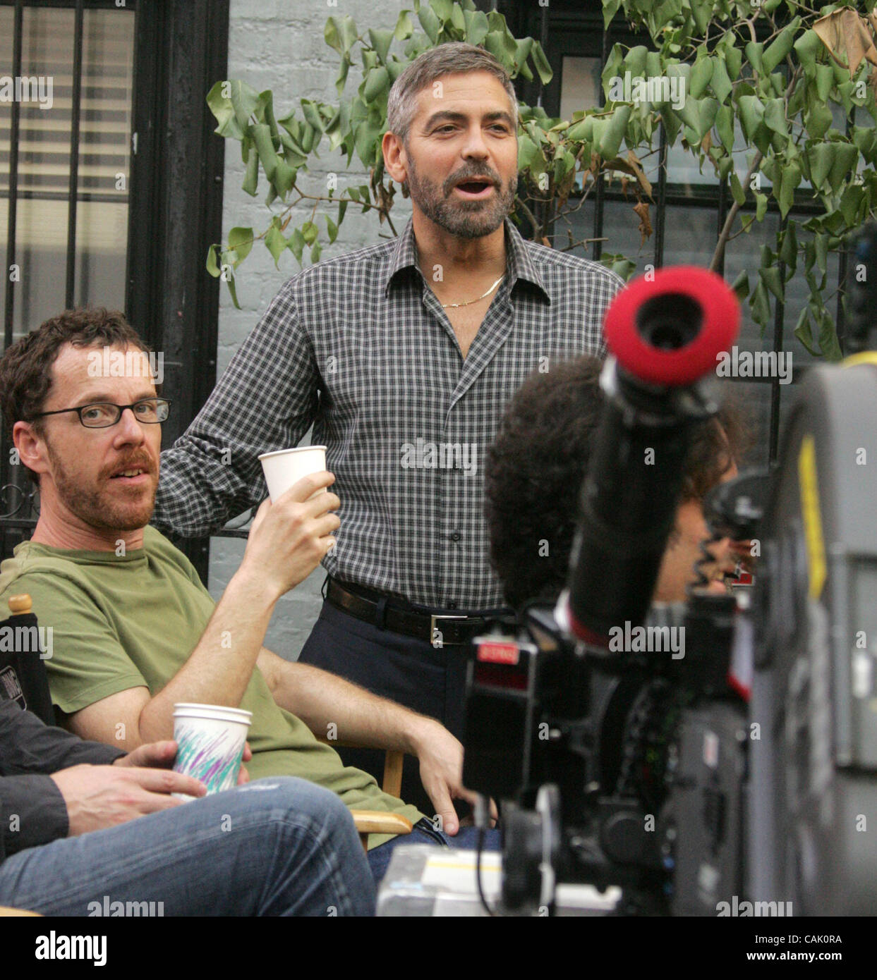 Oct 03, 2007 - New York, NY, USA - Director ETHAN COEN and actor GEORGE CLOONEY on the set of ...