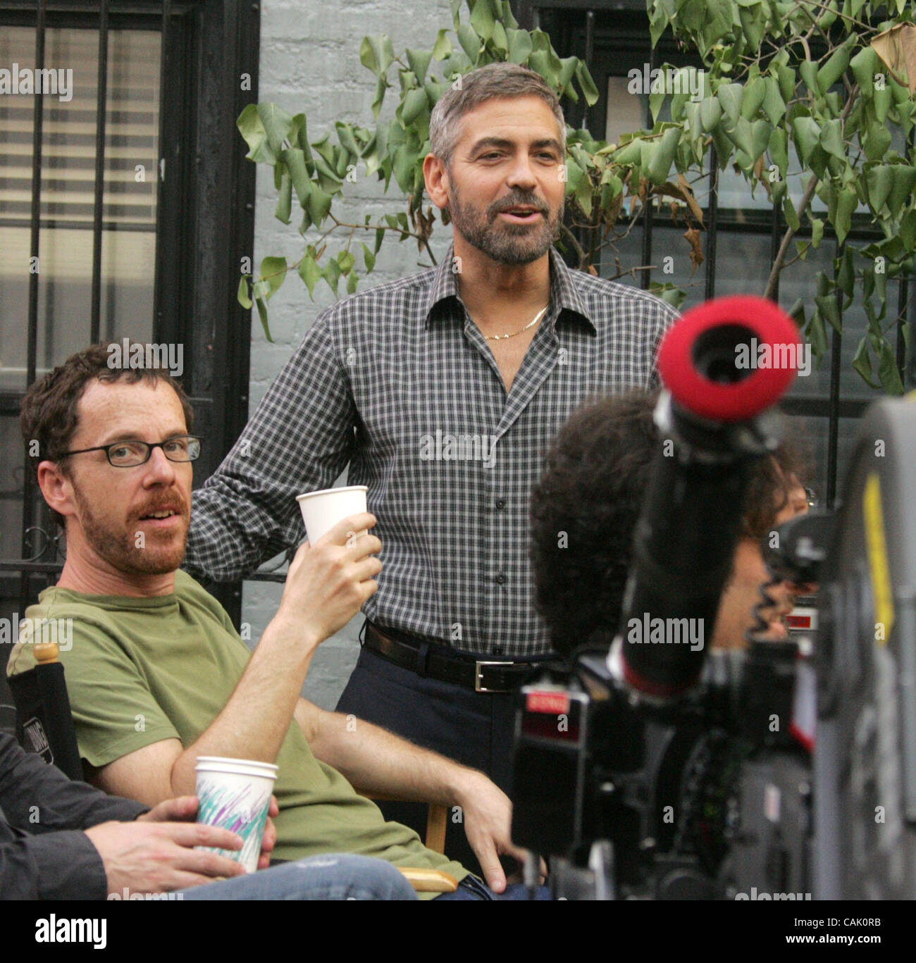 Oct 03, 2007 - New York, NY, USA - Director ETHAN COEN and actor GEORGE CLOONEY on the set of ...