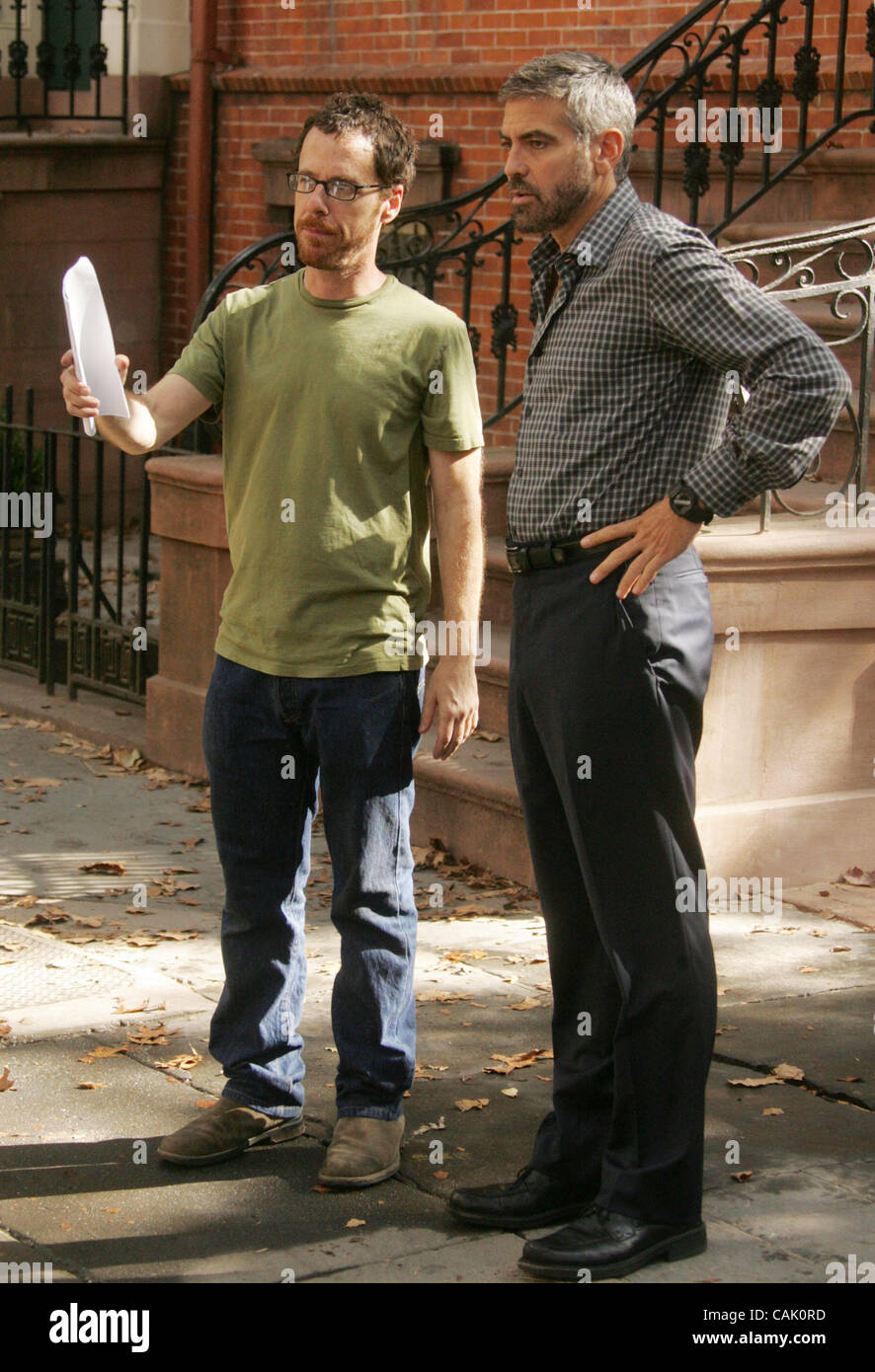Oct 03, 2007 - New York, NY, USA - Director ETHAN COEN and actor GEORGE CLOONEY on the set of ...