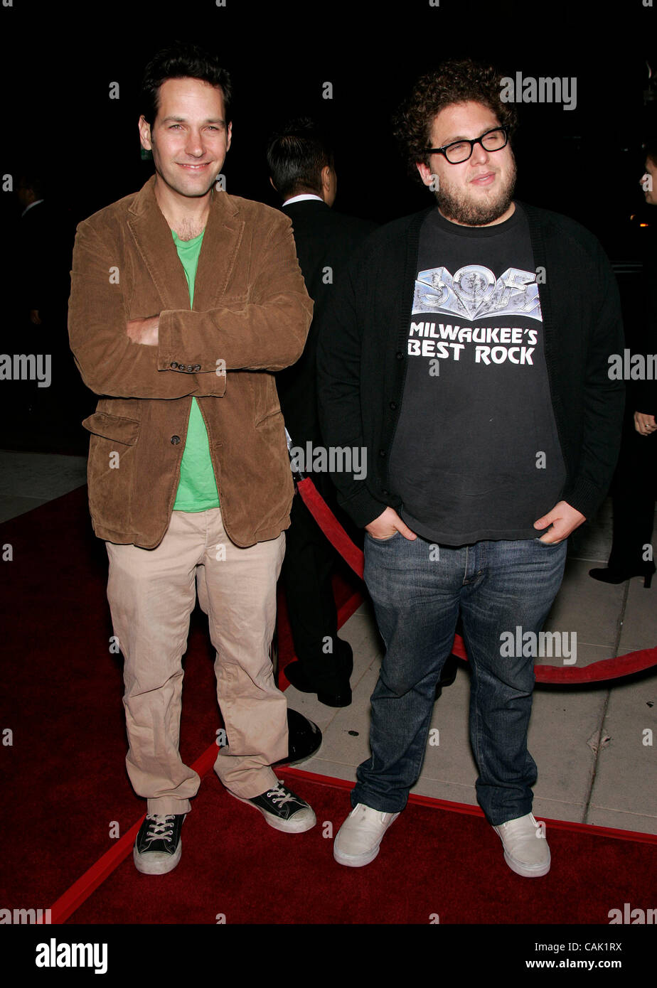 Oct 4, 2007 - Beverly Hills, California, USA - Actors PAUL RUDD & JONAH ...