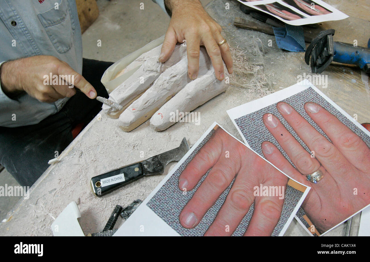 October 4, 2007, Ranchita, California, USA In his garage workshop JOE ...