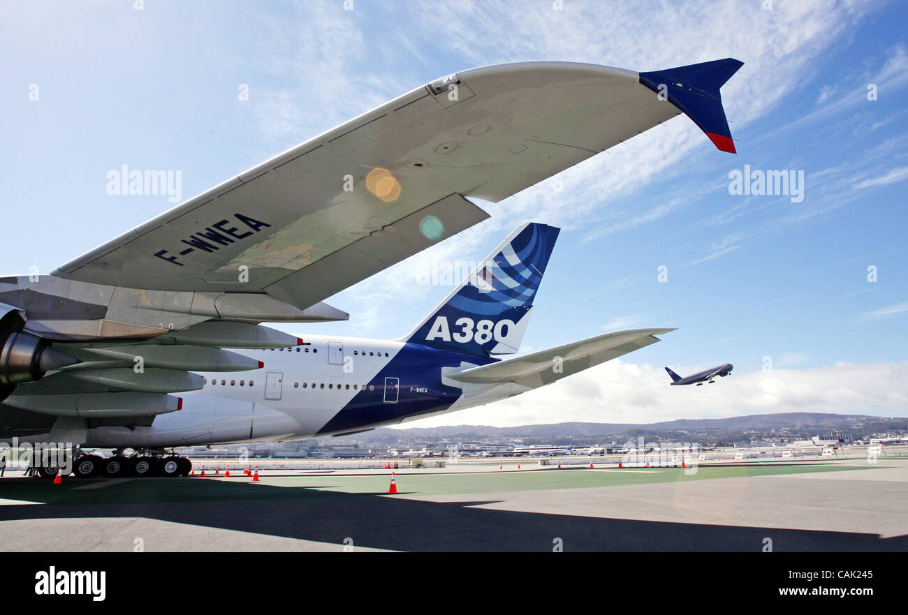 October 4th 2007 - San Francisco, CA, USA - The Airbus A380 landed at ...