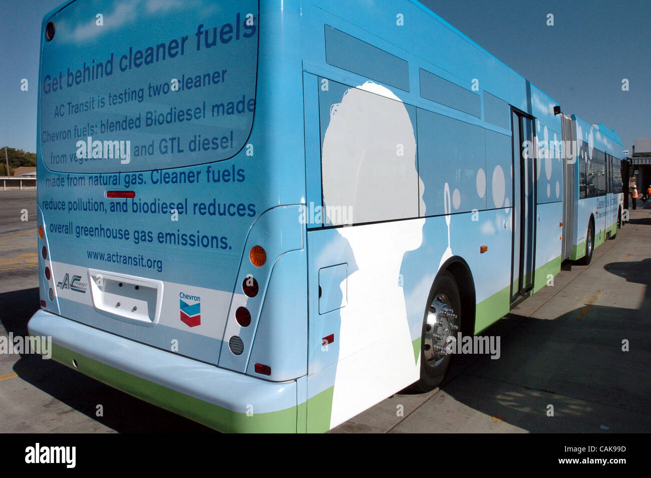 A cleaner-fuel AC Transit bus features a custom werap Monday, Sept. 24 ...