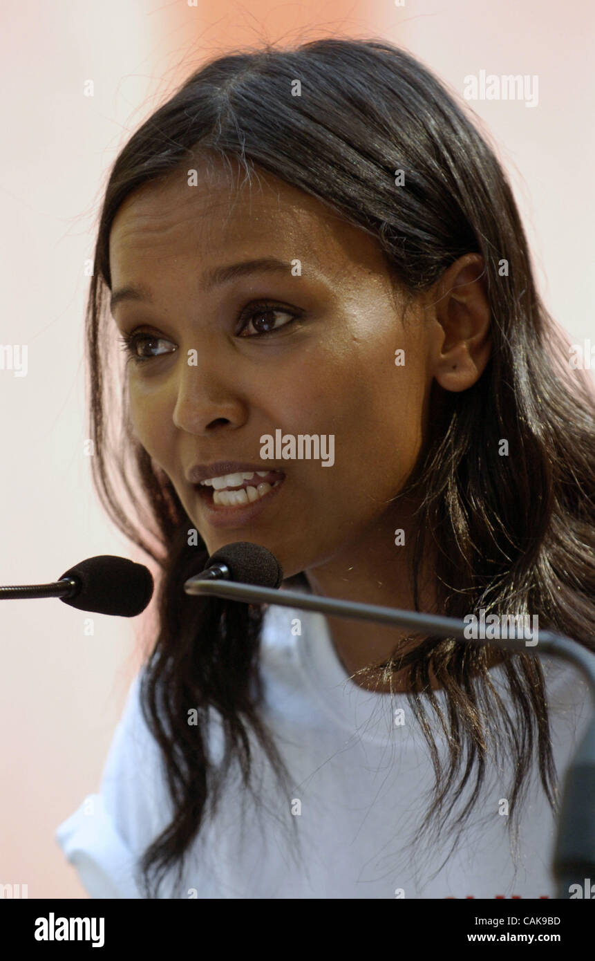 Fashion model Liya Kebede speaks at a program in Bryant Park to launch ...