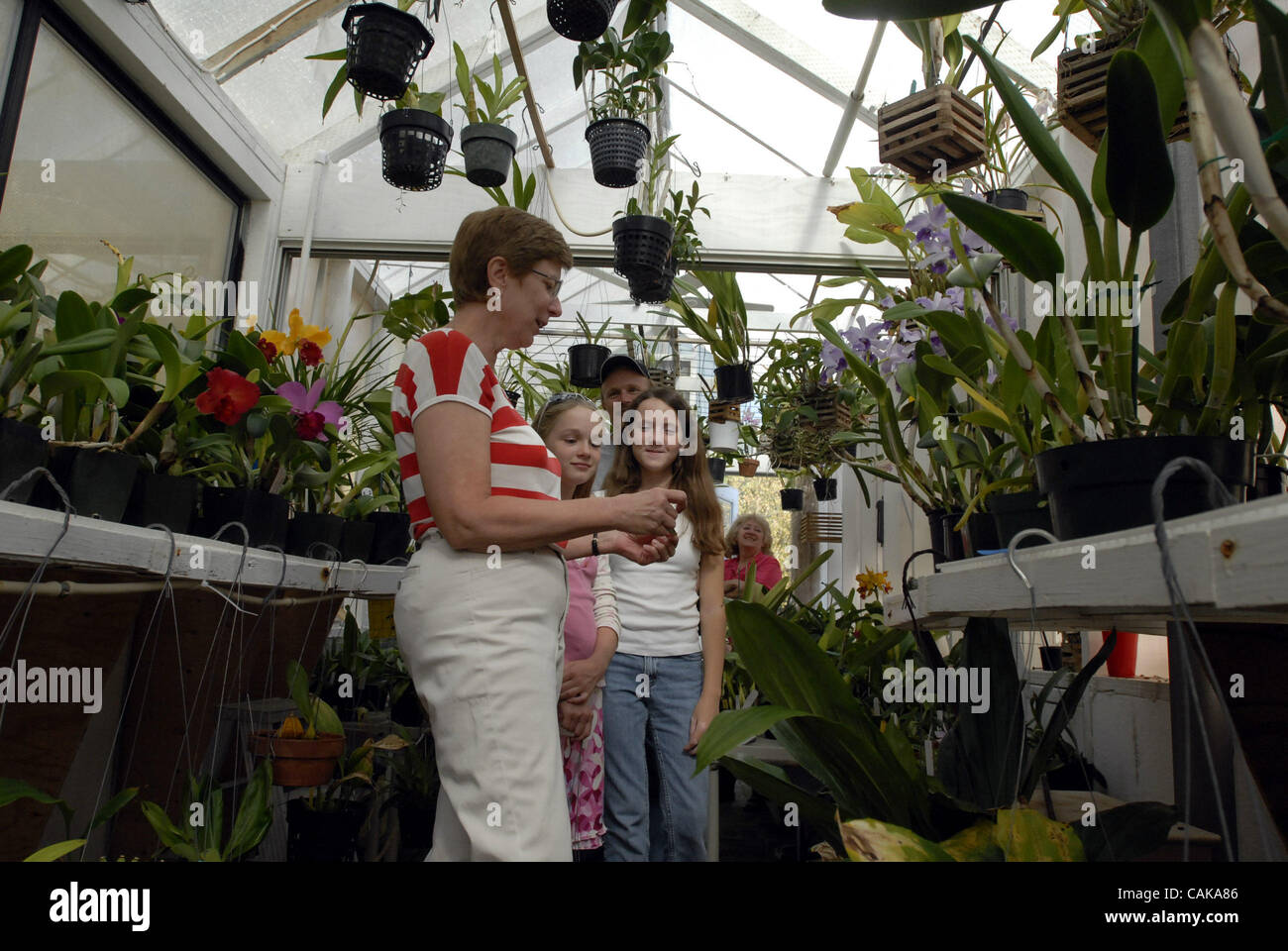Kathy Barrett shows off some of her orchids in her backyard greenhouse ...