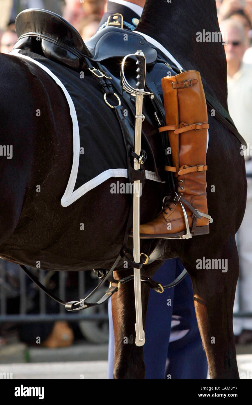 A symbolic rider-less horse of former President Ronald Reagan follows ...