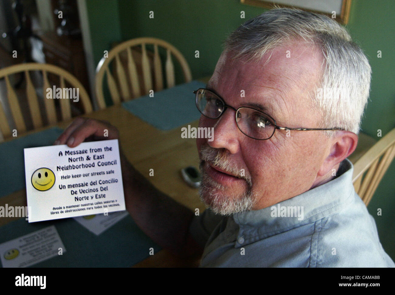 Jim Jenkins, President of the North & East Neighborhood Council, holds ...