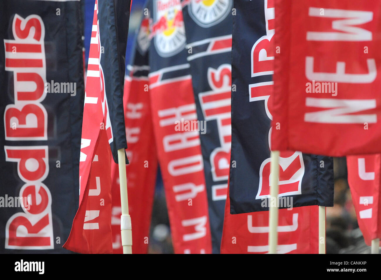 New York Red Bull banners are seen at Red Bull Stadium in Harrison New ...