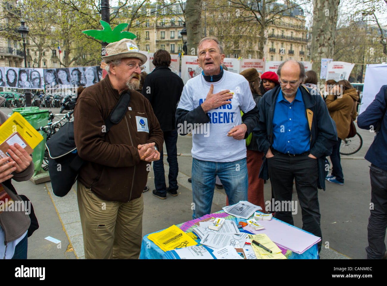 Paris, France, Male Activists at Environment Awareness Protests, Public ...