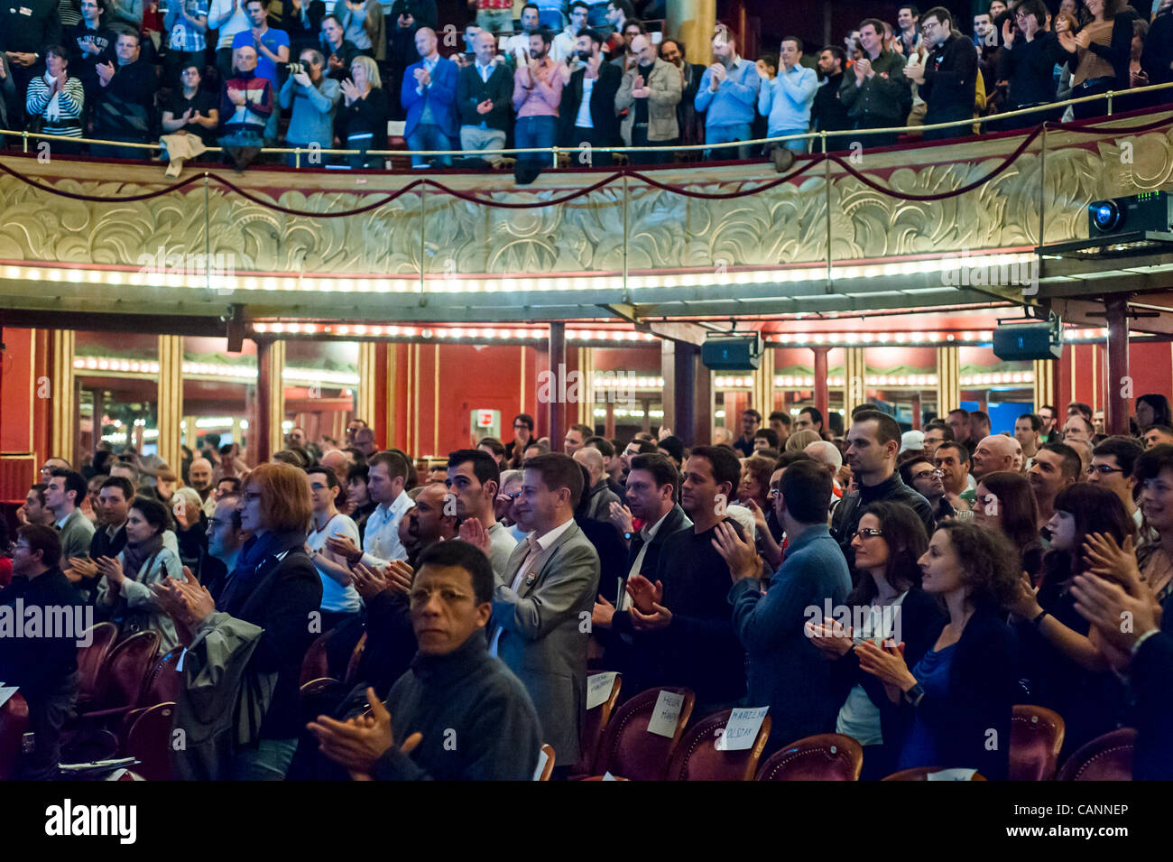 Paris, France, Large Crowd of People, Theatre Audience Standing ...