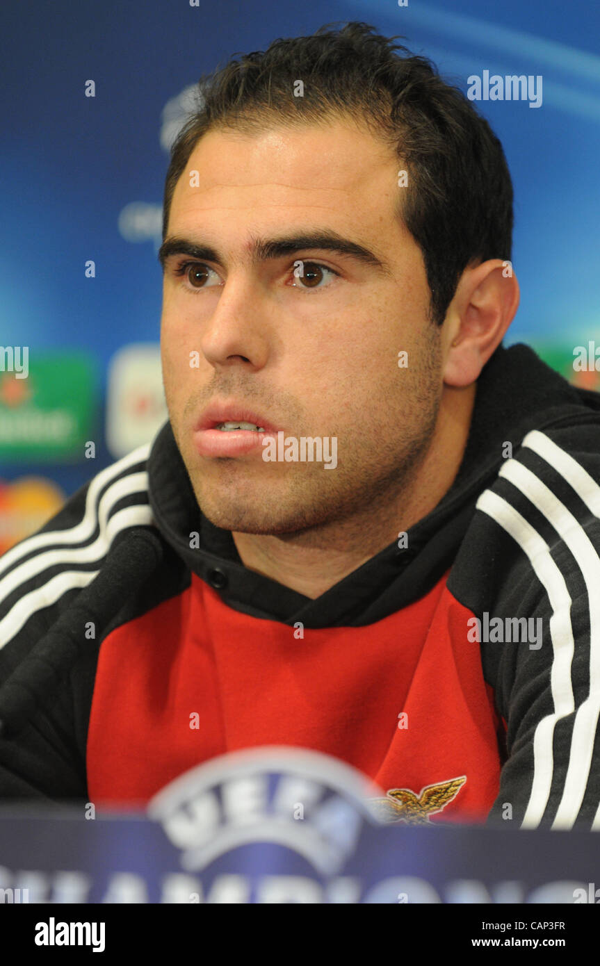 London, England - Benfica player Bruno Cesar at Champions League Press ...