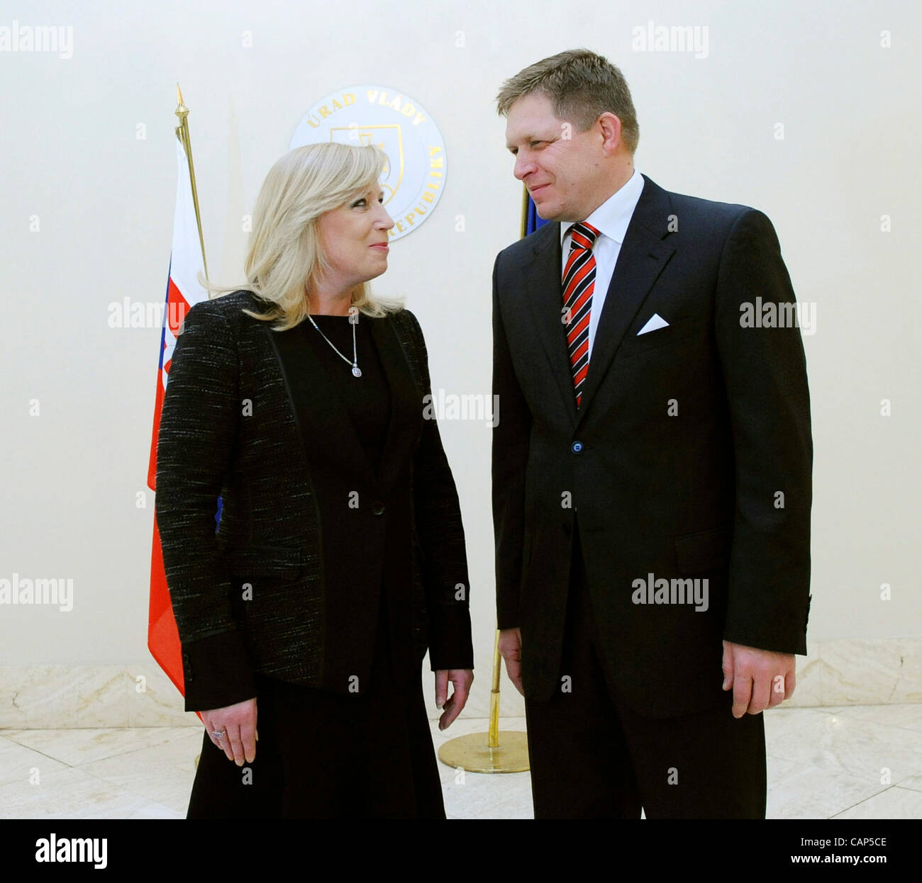 New Slovak Prime Minister Robert Fico, right, and his predecessor Iveta ...