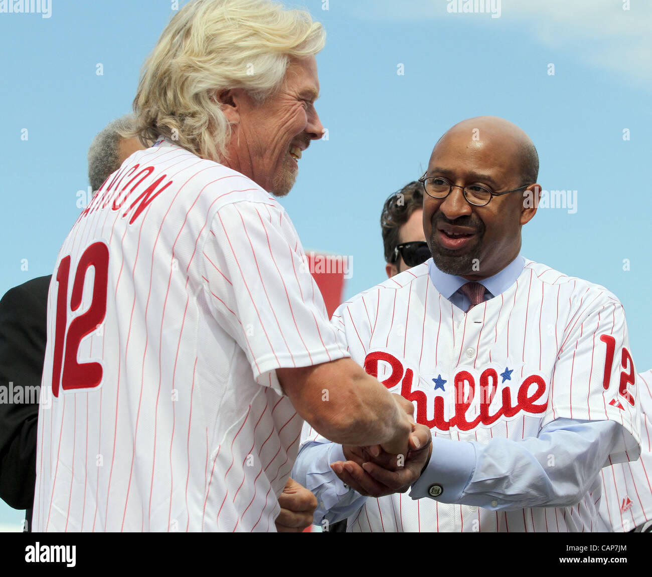 April 4, 2012 - Philadelphia, California, U.S. - Sir Richard Branson (L ...