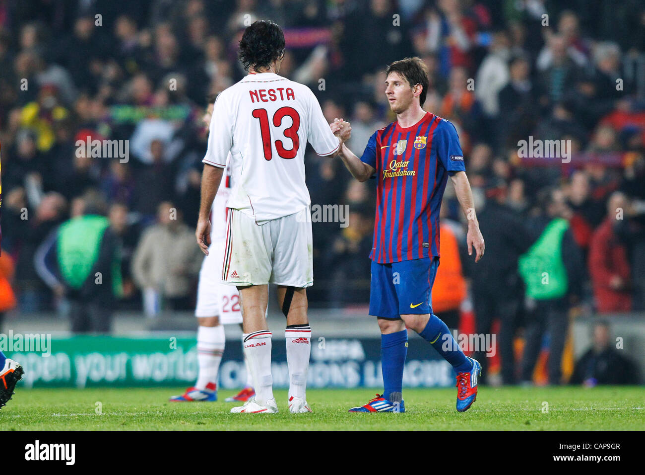 Lionel Messi (Barcelona), Alessandro Nesta (Milan), APRIL 3, 2012 ...