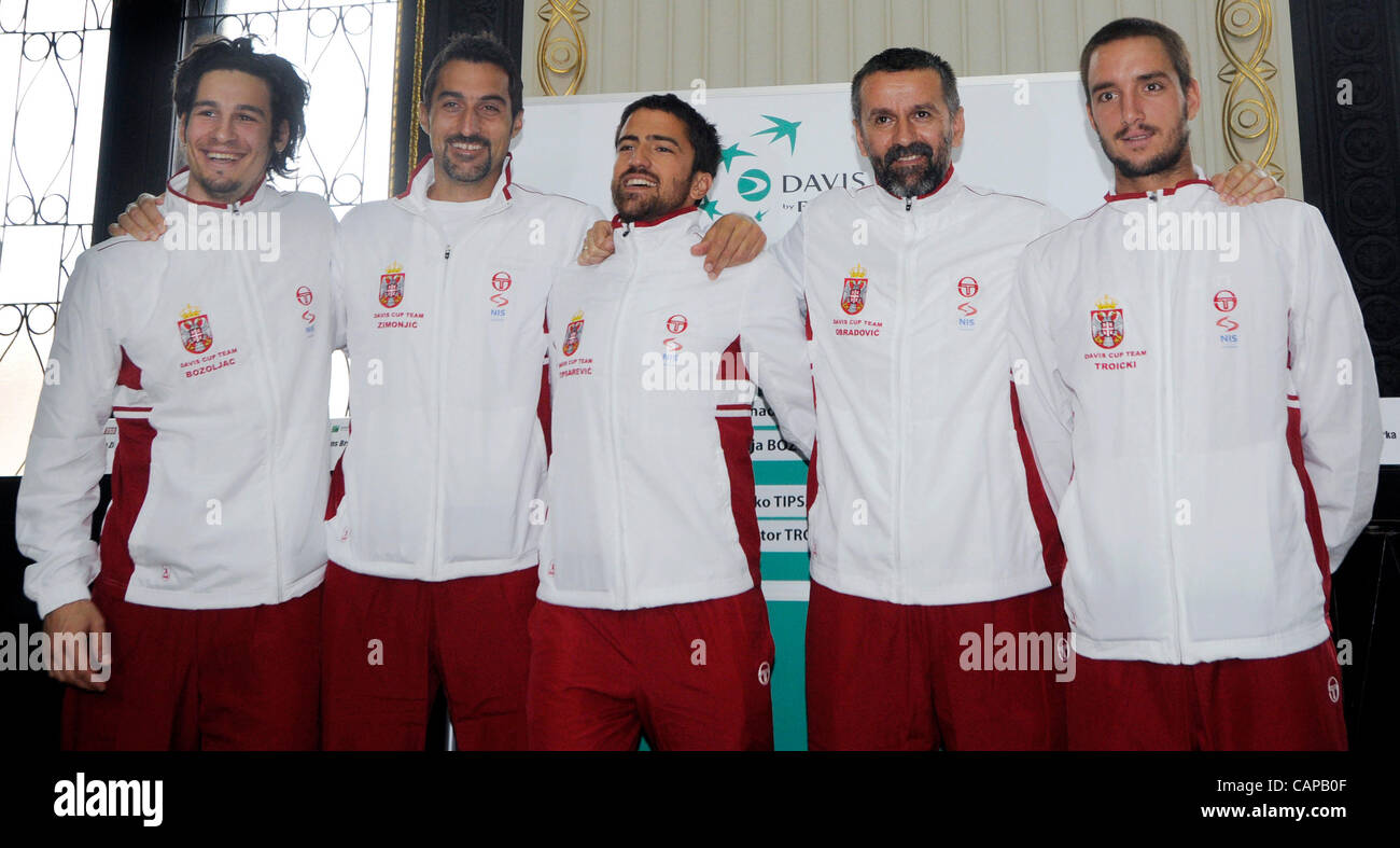 Serbian tennis players (left to right) Ilija Bozoljac, Nenad Zimonjic ...