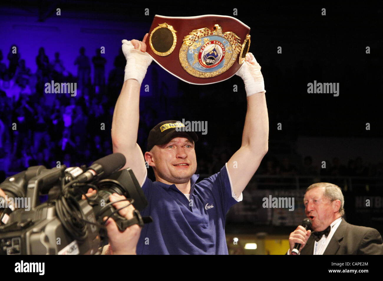 Czech boxer Lukas Konecny after winnig the Interim WBO Light ...