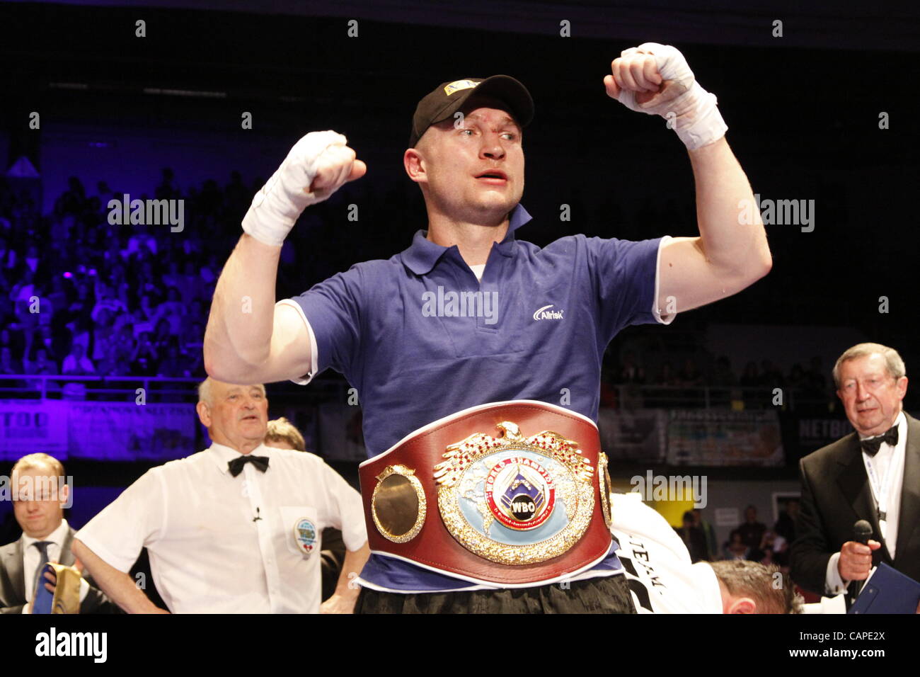 Czech boxer Lukas Konecny after winnig the Interim WBO Light ...