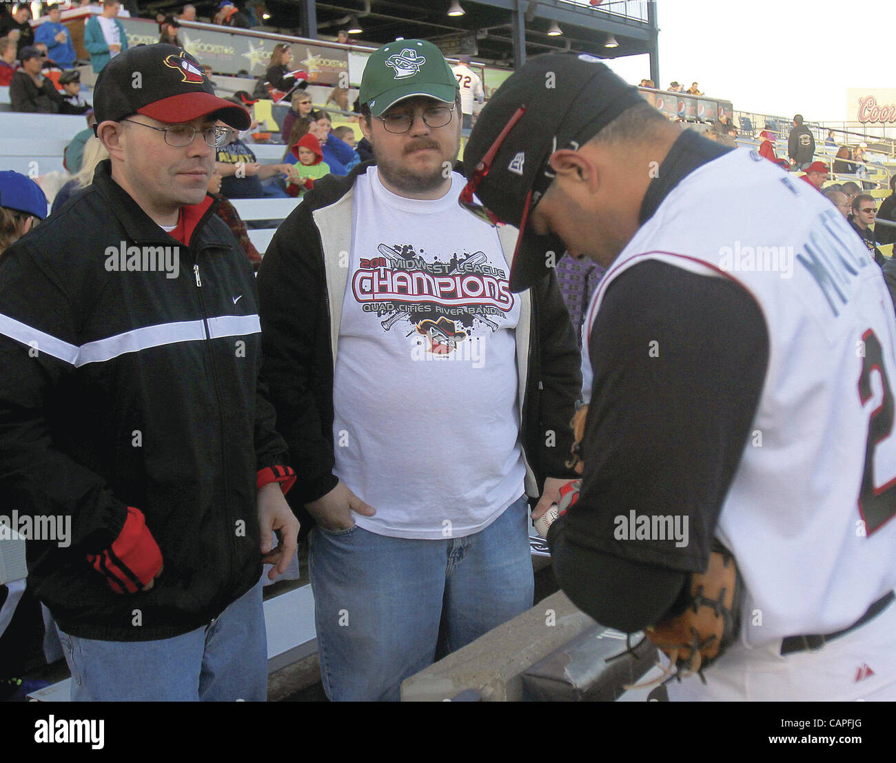April 5, 2012 - Davenport, Iowa, U.S. - River Bandits catcher Jesus ...