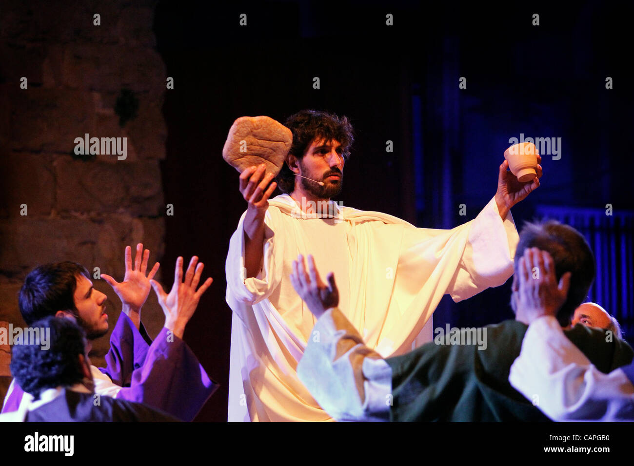 Verges, Catalonia, Spain, 5th April 2012. Maundy Thursday portrayal of ...