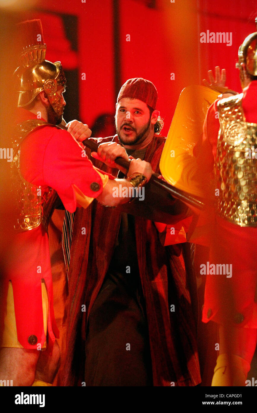 Verges, Catalonia, Spain, 5th April 2012. Maundy Thursday portrayal of ...