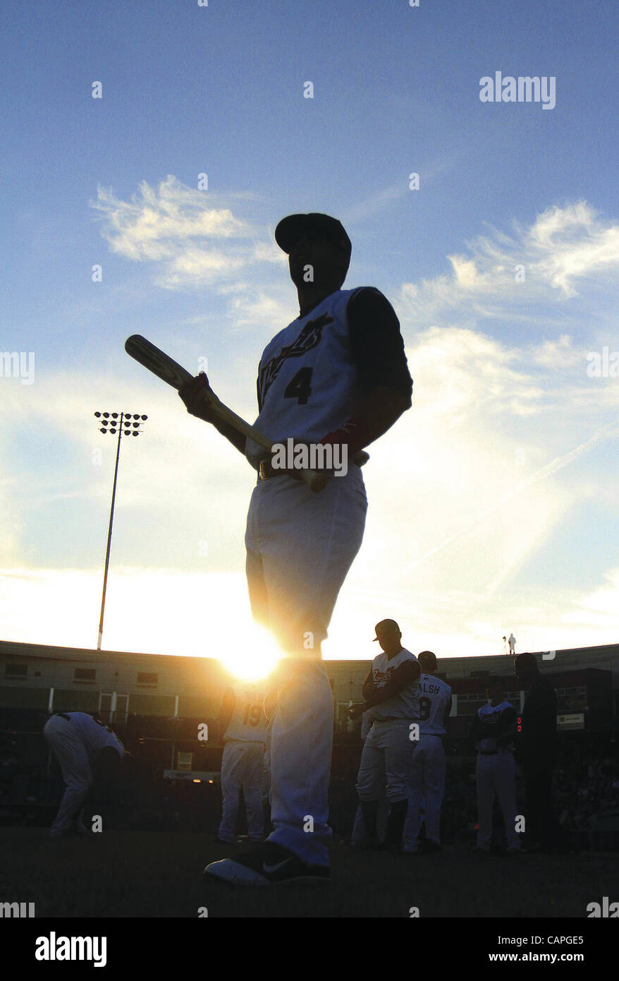 April 5, 2012 - Davenport, Iowa, U.S. - River Bandits second baseman ...
