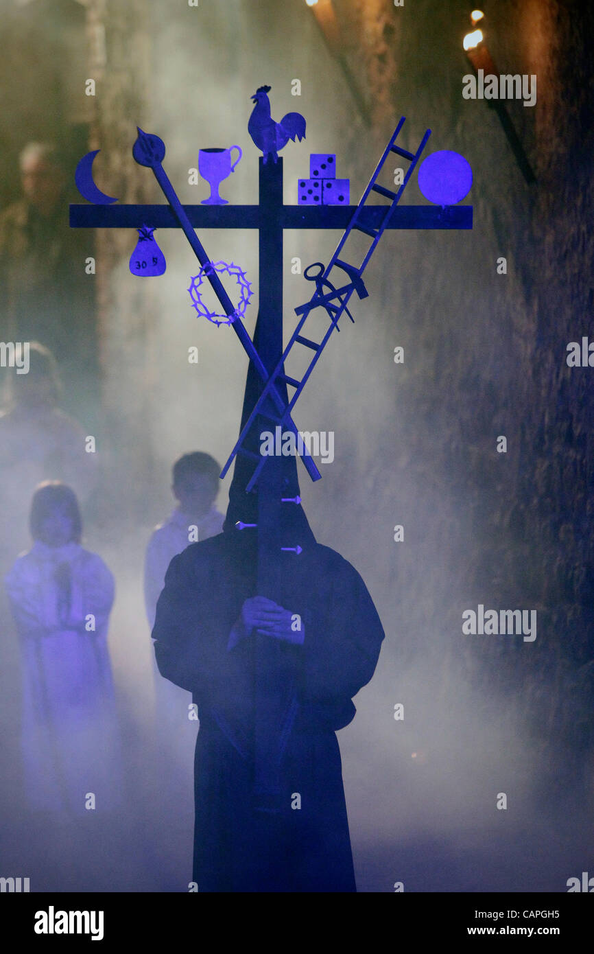 Verges, Catalonia, Spain, 5th April 2012. Maundy Thursday portrayal of ...