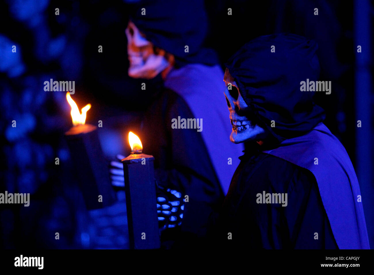 Verges, Catalonia, Spain, 5th April 2012. Maundy Thursday portrayal of ...