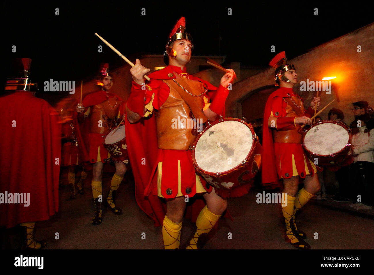 Verges, Catalonia, Spain, 5th April 2012. Maundy Thursday portrayal of ...