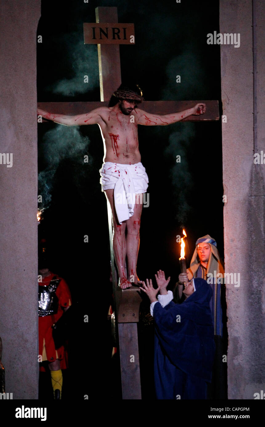 Verges, Catalonia, Spain, 5th April 2012. Maundy Thursday portrayal of ...