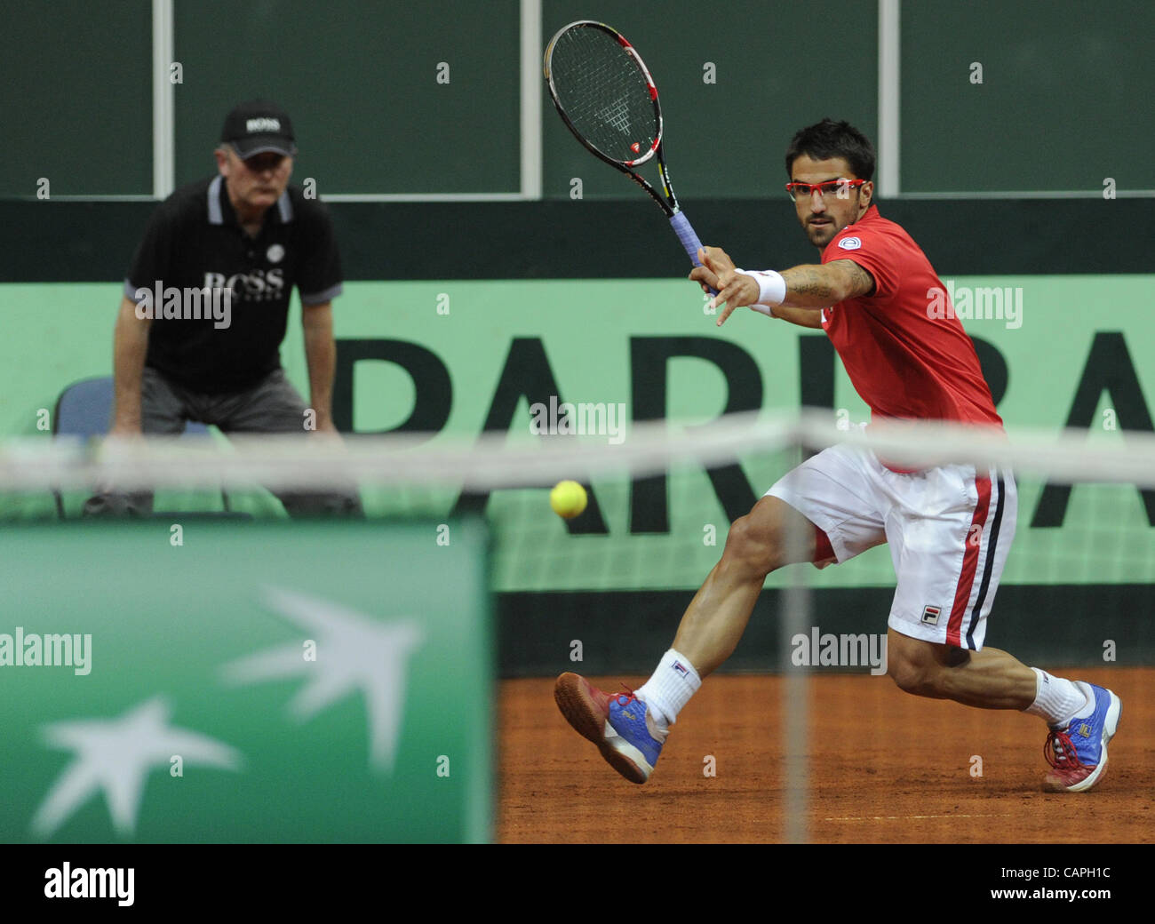 Radek Stepanek (CZE) (not pictured) against Janek Tipsarevic (pictured ...