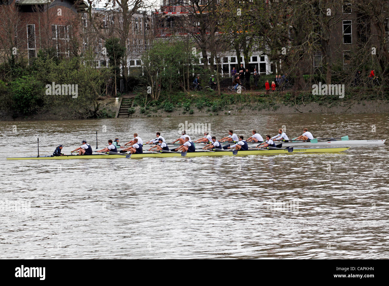 The Oxford and Cambridge Boats racing down the Hammersmith stretch of ...