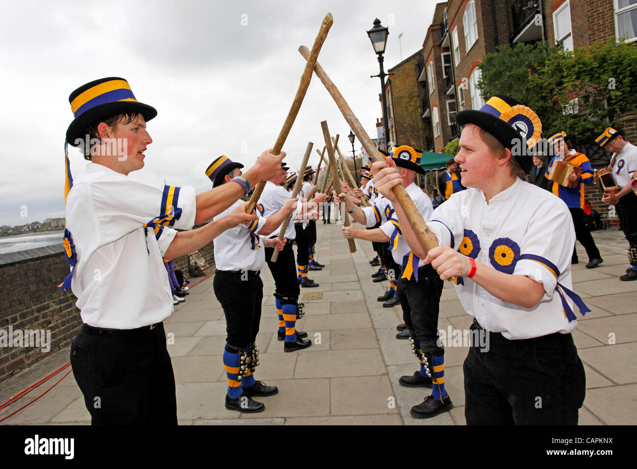 Hammersmith Morris side dancing the traditional stick dance at the ...