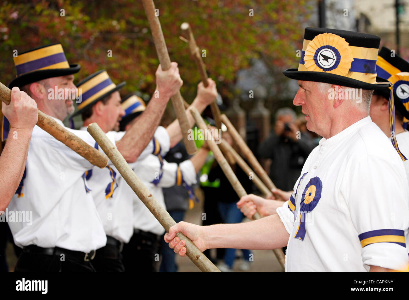 Hammersmith Morris side dancing the traditional stick dance at the ...