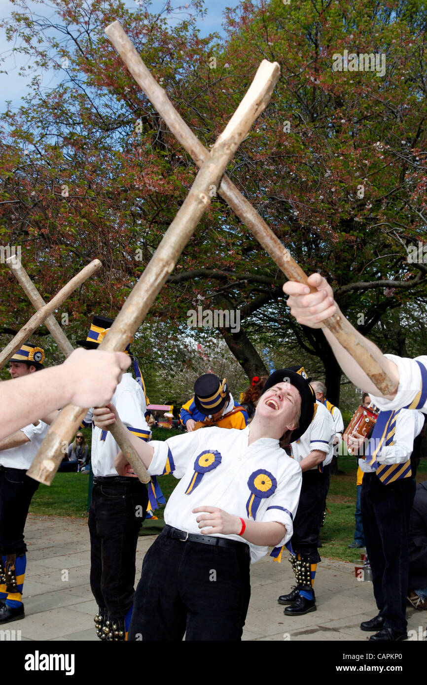 Hammersmith Morris side dancing the traditional stick dance at the ...