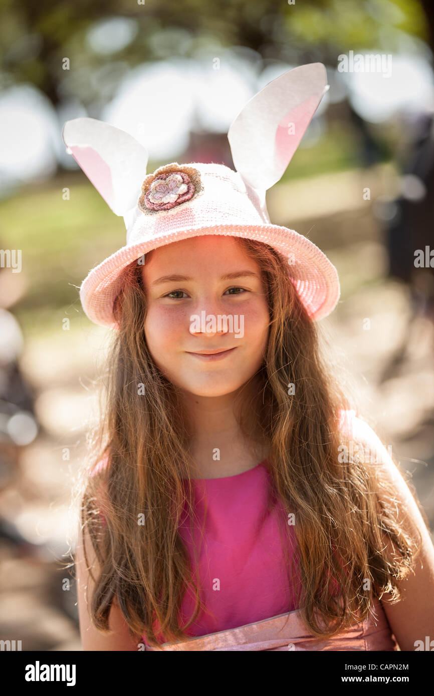 A young lady dressed in her Easter finest takes part in the annual Hat ...