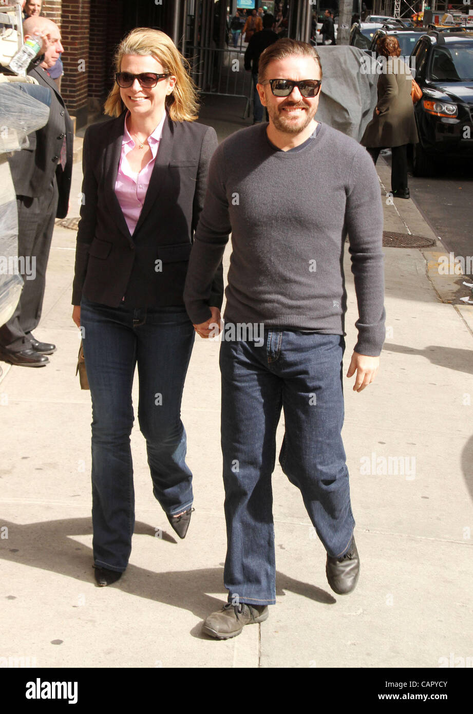 April 9, 2012 - New York, New York, U.S. - Actor RICKY GERVAIS and his ...