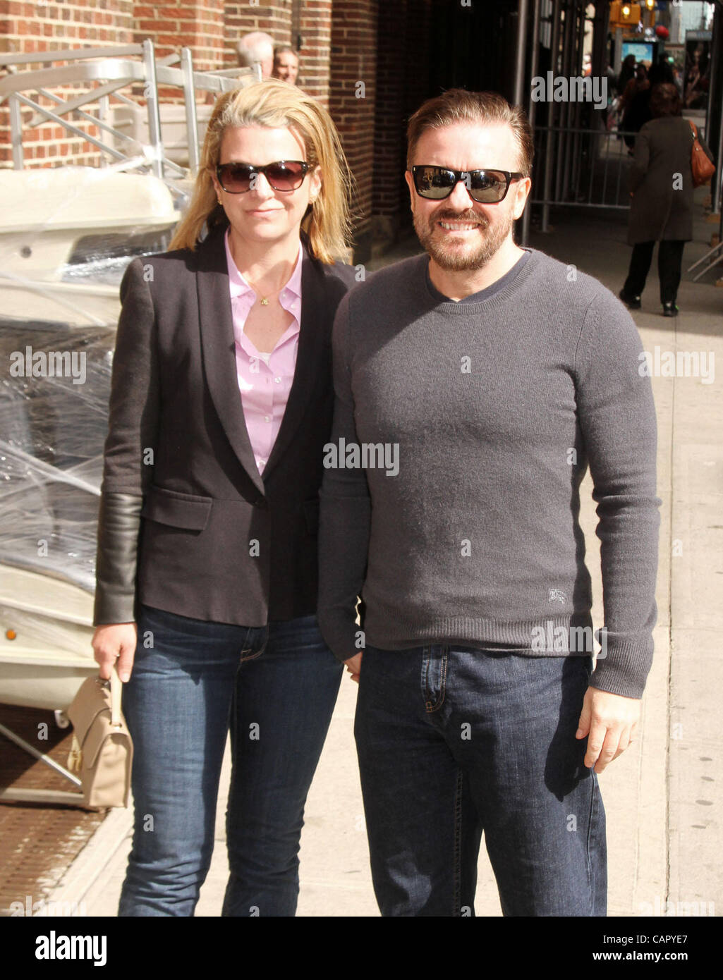April 9, 2012 - New York, New York, U.S. - Actor RICKY GERVAIS and his ...