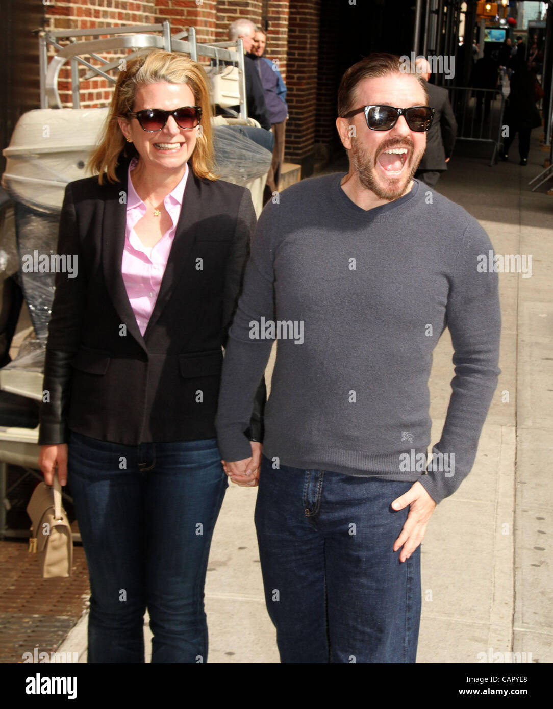 April 9, 2012 - New York, New York, U.S. - Actor RICKY GERVAIS and his ...