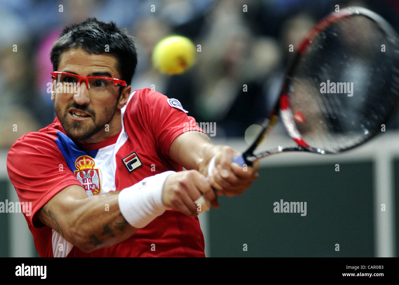 Radek Stepanek (CZE) (not pictured) against Janko Tipsarevic (pictured ...