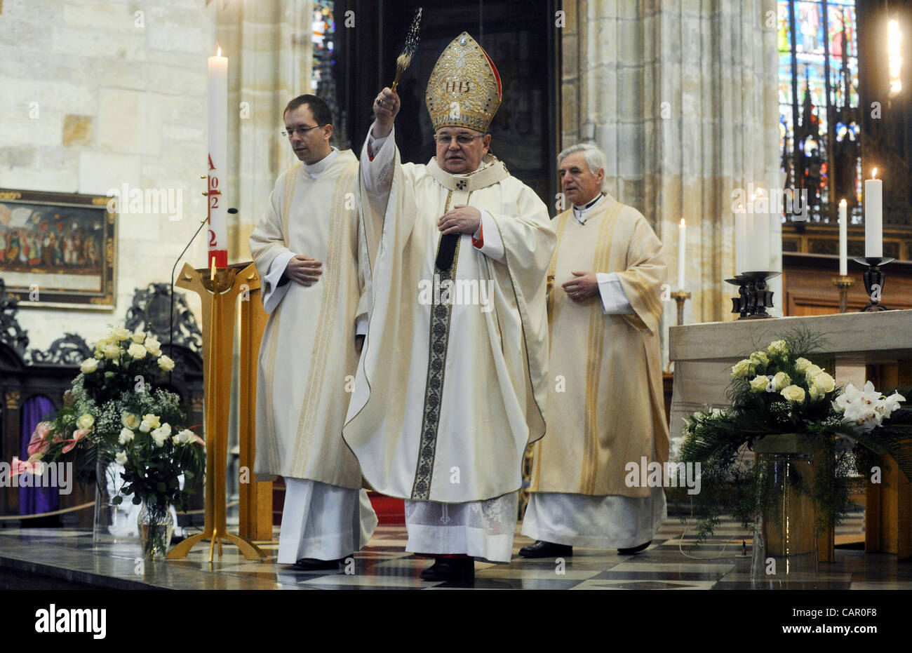 Cardinal Dominik Duka holds an Easter Mass in Saint Vitus cathedral in ...